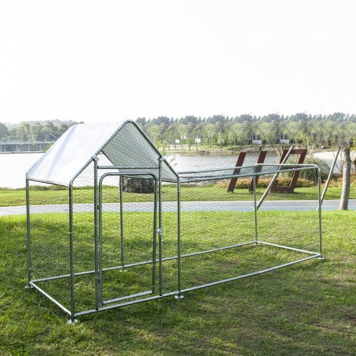 Metal Rabbit Chicken Coop Run with Waterproof Cover For Outdoor ...