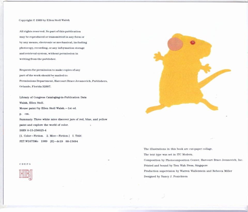 Mouse Paint by Ellen Stoll Walsh | eBay