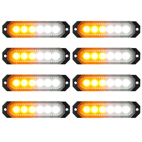 Grille Flush Surface Mount Strobe Lights 8PCS White Amber Hazard ...