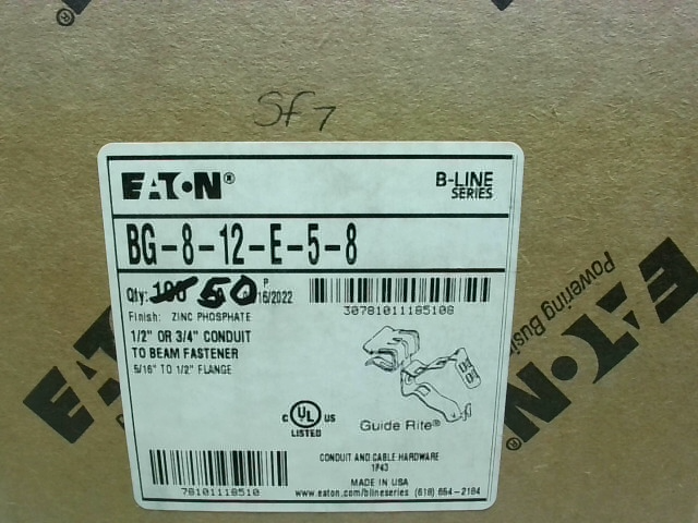 Eaton BG-8-12-E-5-8 Conduit to Beam Fastener (50 PCS) 1/2" or 3 - New ...
