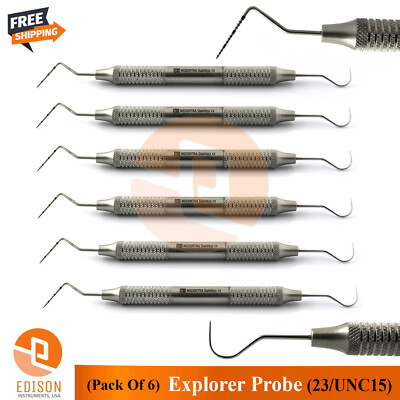 Pack Of 6 Dental Explorer Probe 23 UNC 15 Double Ended Perio Color ...
