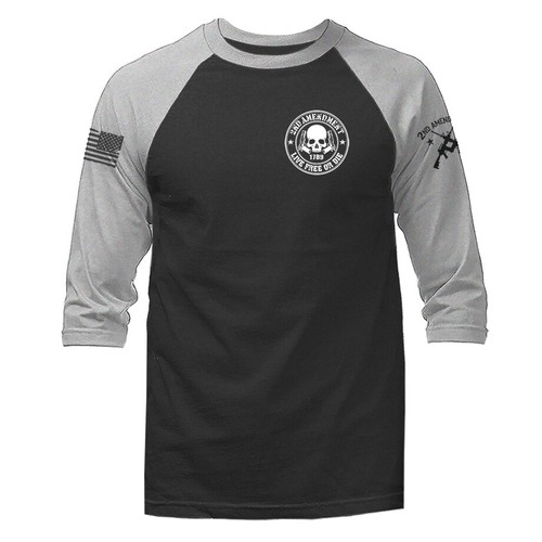 2nd Amendment Skull Crest Constitution Gun Patriot Patriotic 3/4 Sleeve ...
