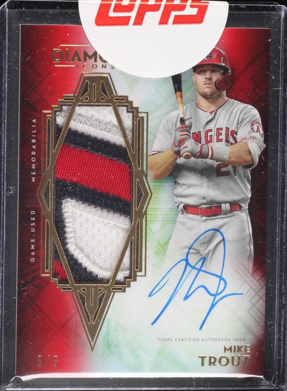 2021 Topps Diamond Icons - Autographed Jumbo Patches Mike Trout #AJP-MT ...
