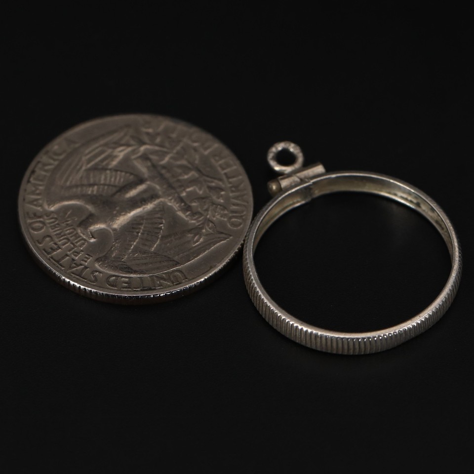 VTG Sterling Silver - Fluted Coin Bezel Necklace Pendant - 1g | eBay