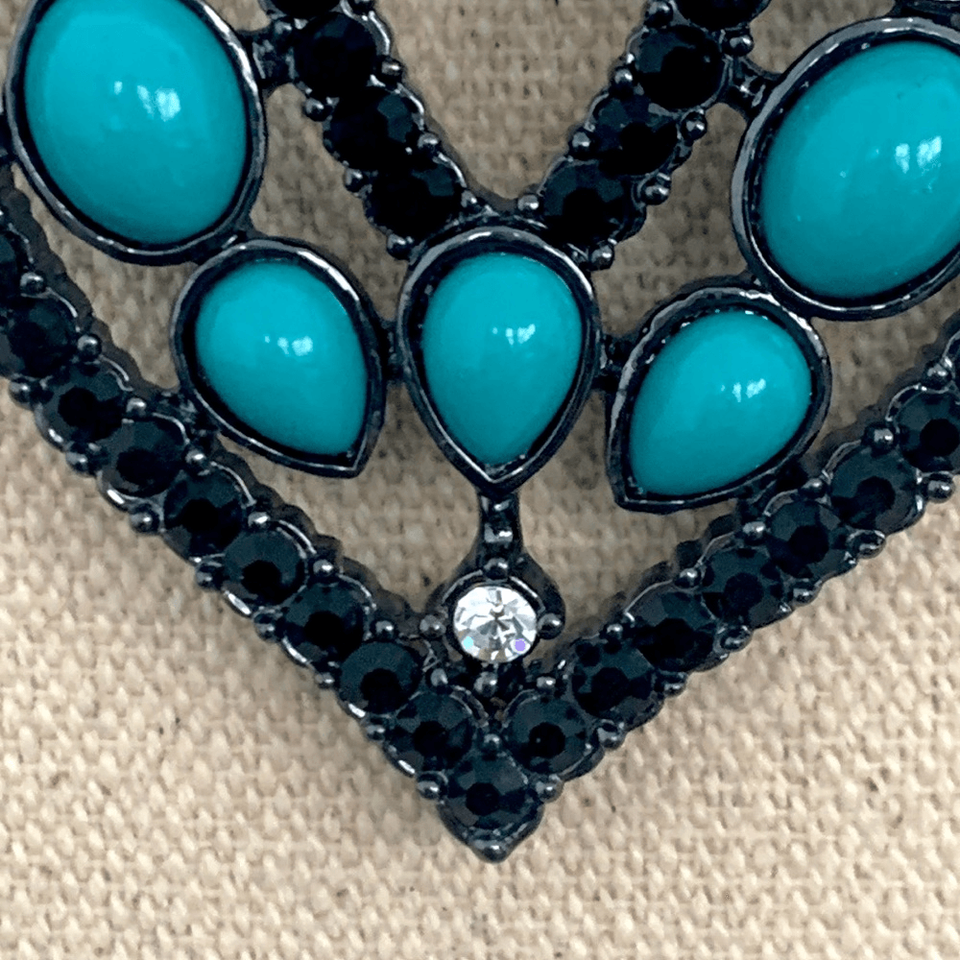 QVC Joan Boyce Turquoise Pendant Necklace Faux Turquoise & Hematite ...