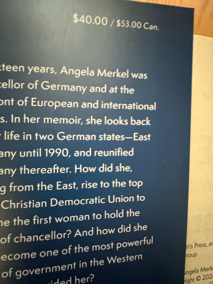 ANGELA MERKEL AUTOGRAPHED "FREEDOM" 2024 GERMANY CHANCELLOR FLATSIGNED ...