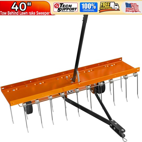 40" Dethatcher Tow Behind Lawn rake Lawn Sweeper Height Adjustable ...