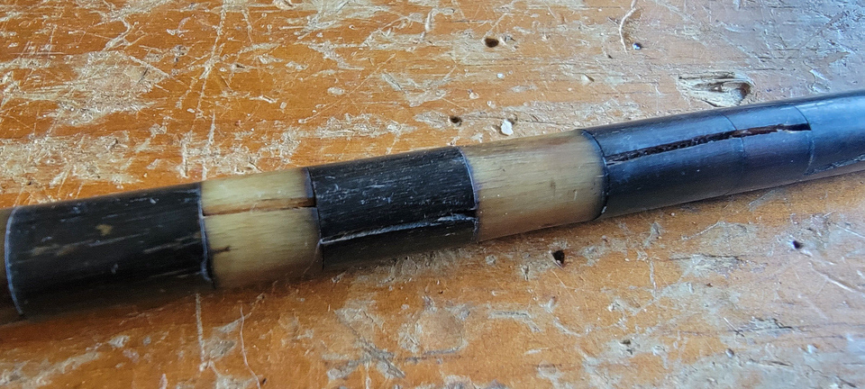 Vintage Antique Stacked Horn Walking Stick Cane steel rod core 34 1/2 ...
