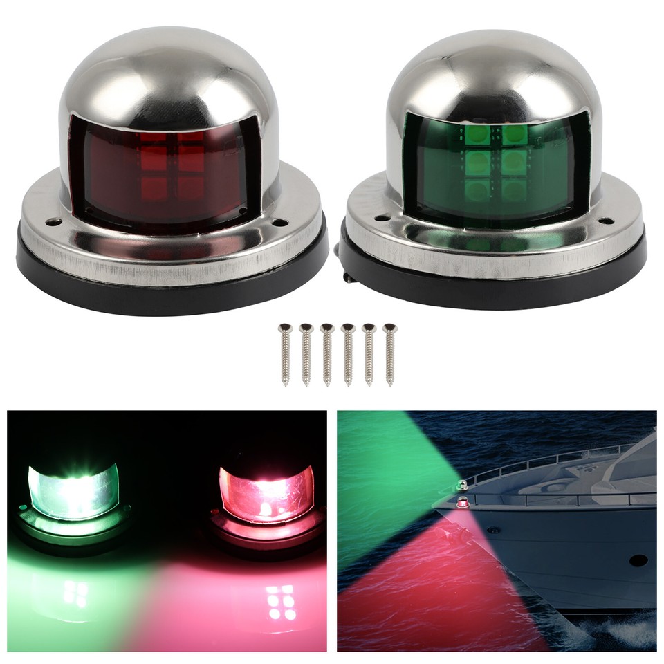 2x 12V Stainless Steel LED Bow Navigation Lights Marine Boat Yacht ...