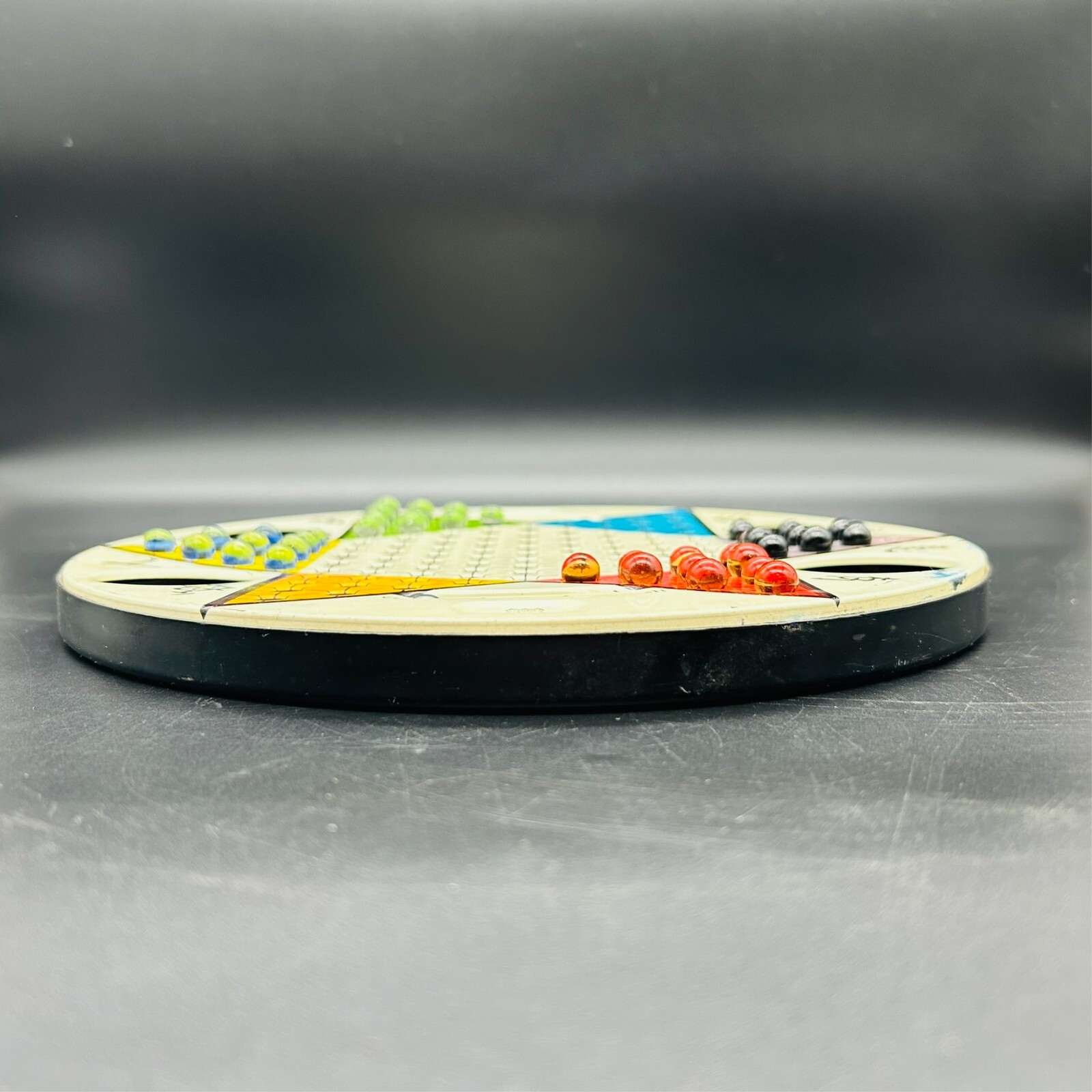 Vtg J. Chein Chinese Checkers 10 Inch Metal Tin w Marbles Twist Close ...