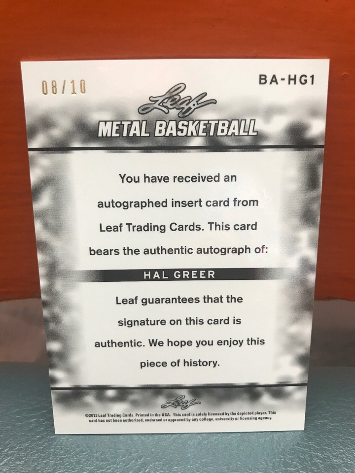 2013 Leaf Metal Basketball Hal Greer On Card Auto #’d 10 | eBay