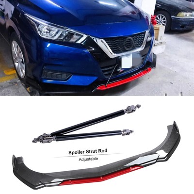 Front Bumper Chin Lip Spoiler Splitters Carbon Fiber Strut For NISSAN ...