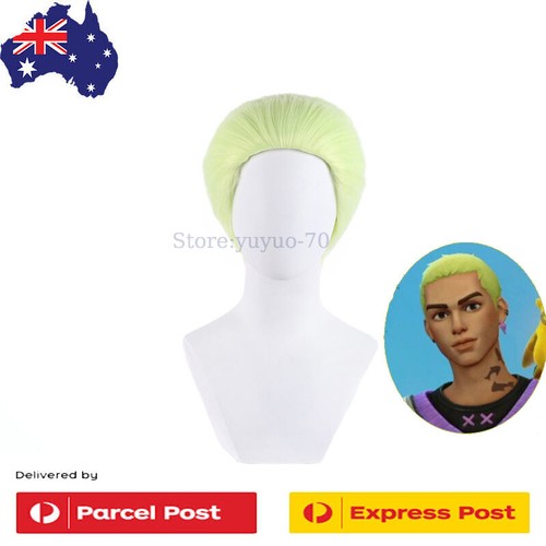 Valorant Gekko Cosplay Wig Slicked-back Green Hair Heat Resistant ...
