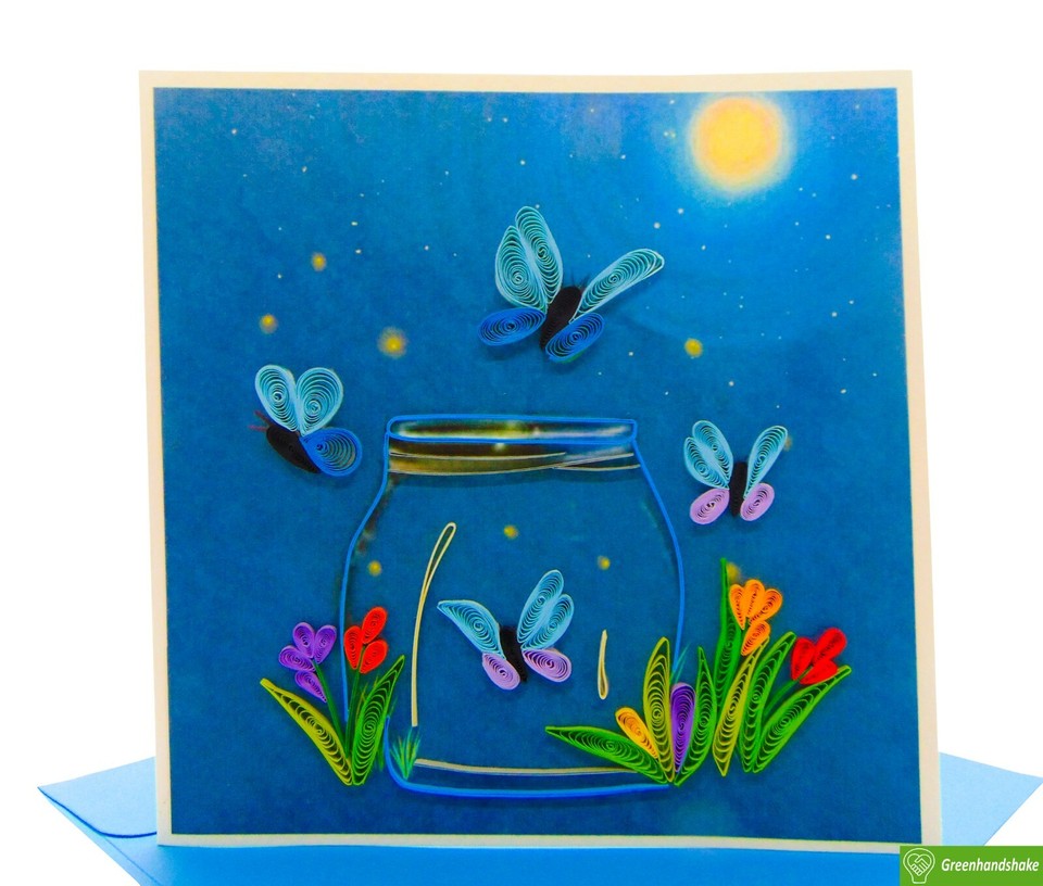 Fireflies Quilling Greeting Card - Unique Dedicated Handmade Art | eBay