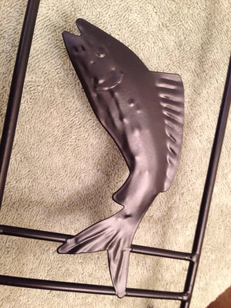 Metal Fish Candle Holders Set Black Nautical Ocean Lake River Rod Boat ...