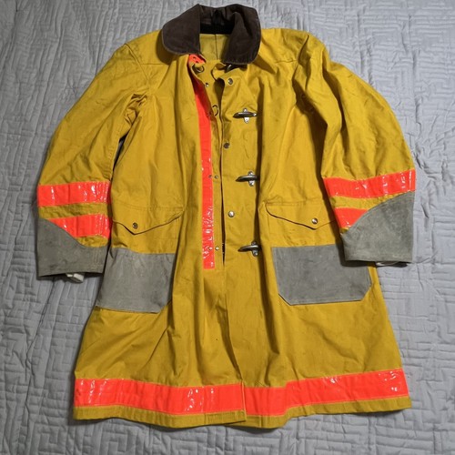 Globe Firefighter Jacket Coat Turnout Yellow Orange Stripes Size 44 | eBay