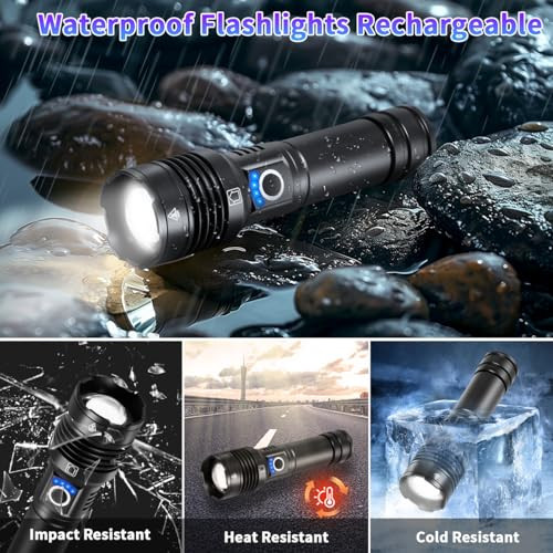 Rechargeable Flashlights High Lumens, 990000lm Super Bright Flashlight ...