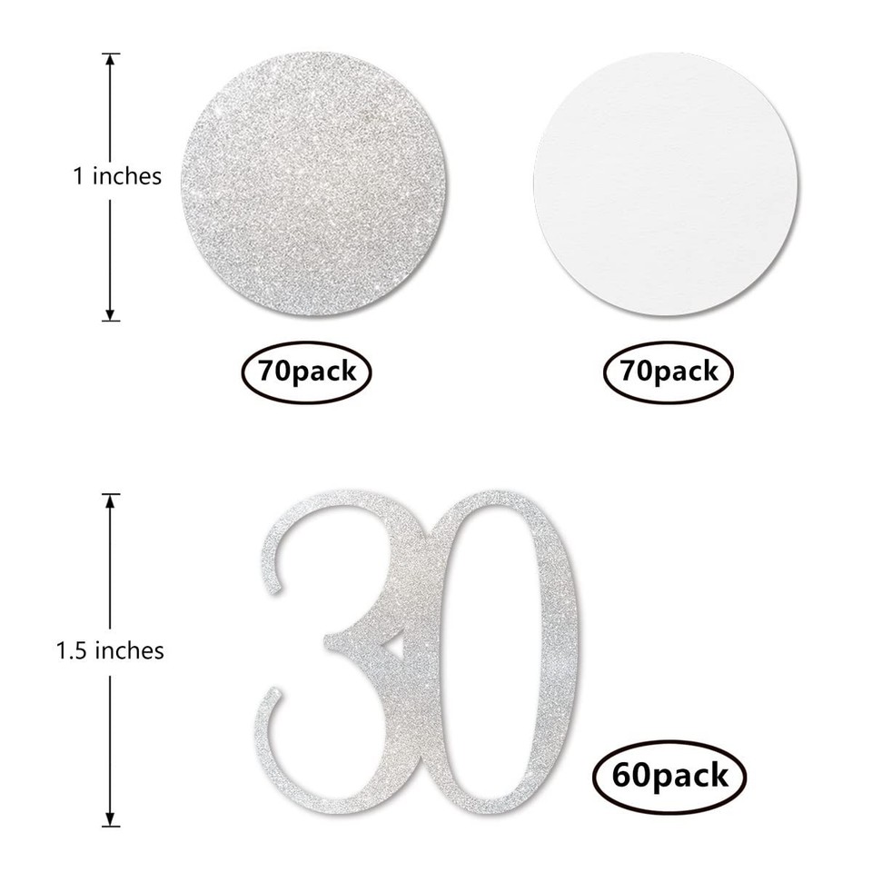 Silver Glitter 30 Confetti 30th Birthday Number Confetti 200pcs ...