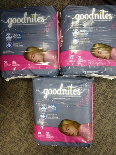3 Pack: Goodnites Girls XL (95-140+ lbs.) Bedtime Underwear, 21 Ct Ea ...