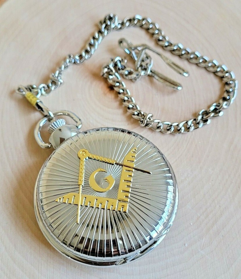 Freemason Pocket Watch Masonic Compass Mason Symbols Pocket Watch with ...