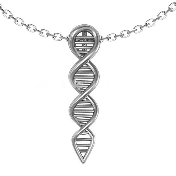 DNA Strand Pendant Necklace Silver Color Science Biology Molecule ...
