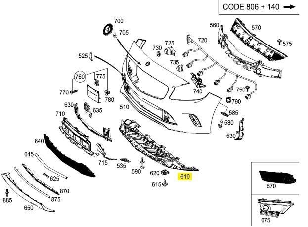 Genuine Mercedes-Benz a Class W176 Lower Bumper Bottom Support ...