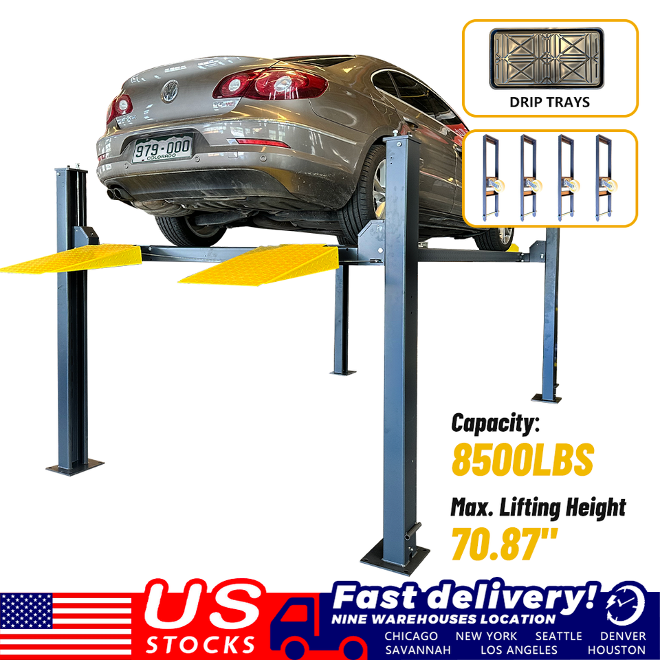 Auto Lift 8500 lbs Four Post Parking Lift 4 Post Lift with Casters Free ...