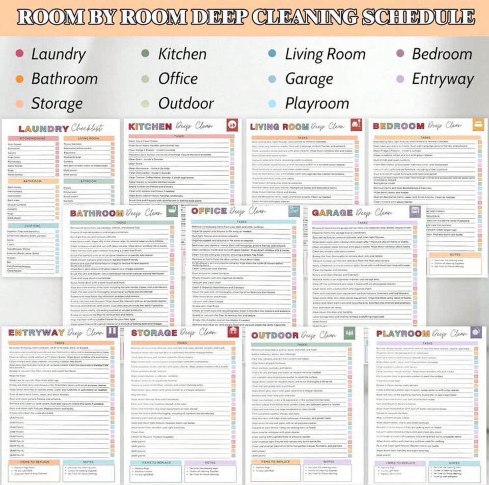 Cleaning Planner Set – Daily Weekly Monthly Schedules, Checklists, Deep ...