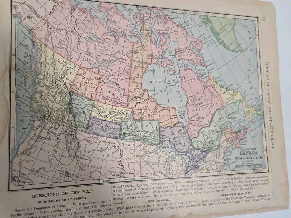 Antique Map 1880 Dominion Of Canada And Newfoundland | eBay