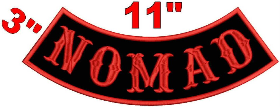 NOMAD MOTORCYCLE BIKER MC CLUB VEST 11" SIDE BOTTOM ROCKER PATCH 5 ...