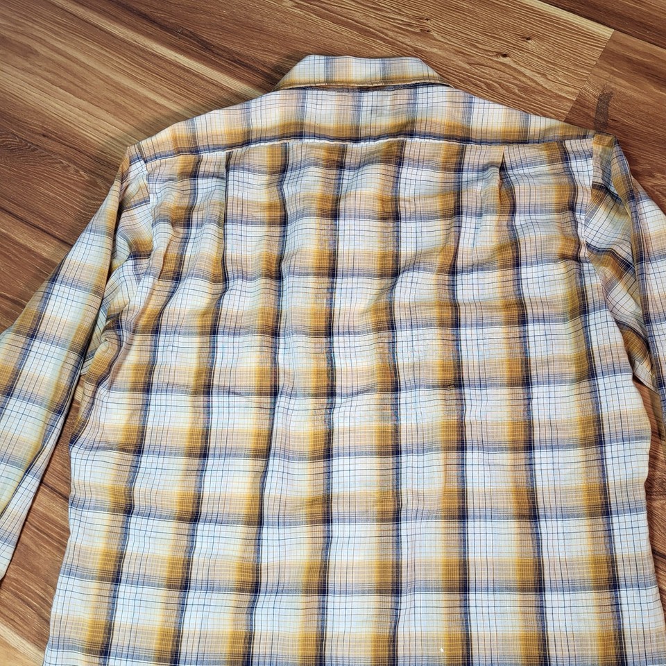 Vintage 70s JC Penny Plaid Button Up Long Sleeve Shirt Pointy Dagger ...