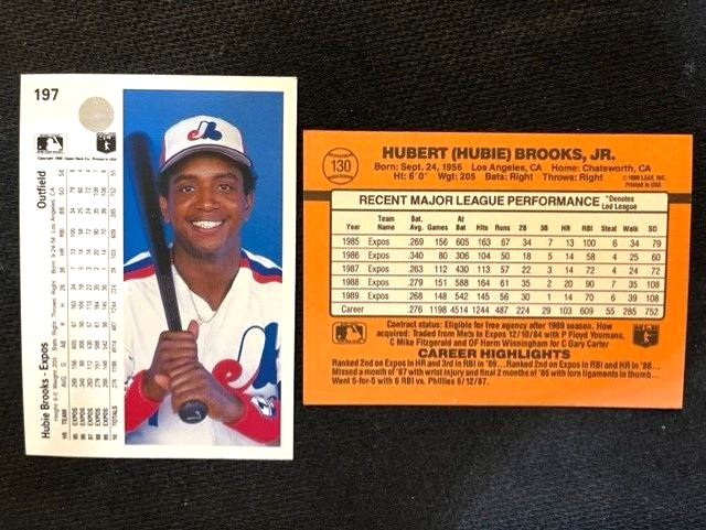 MLB - Hubie Brooks 1990 Upper Deck & 1990 Donruss Baseball - Expos | eBay