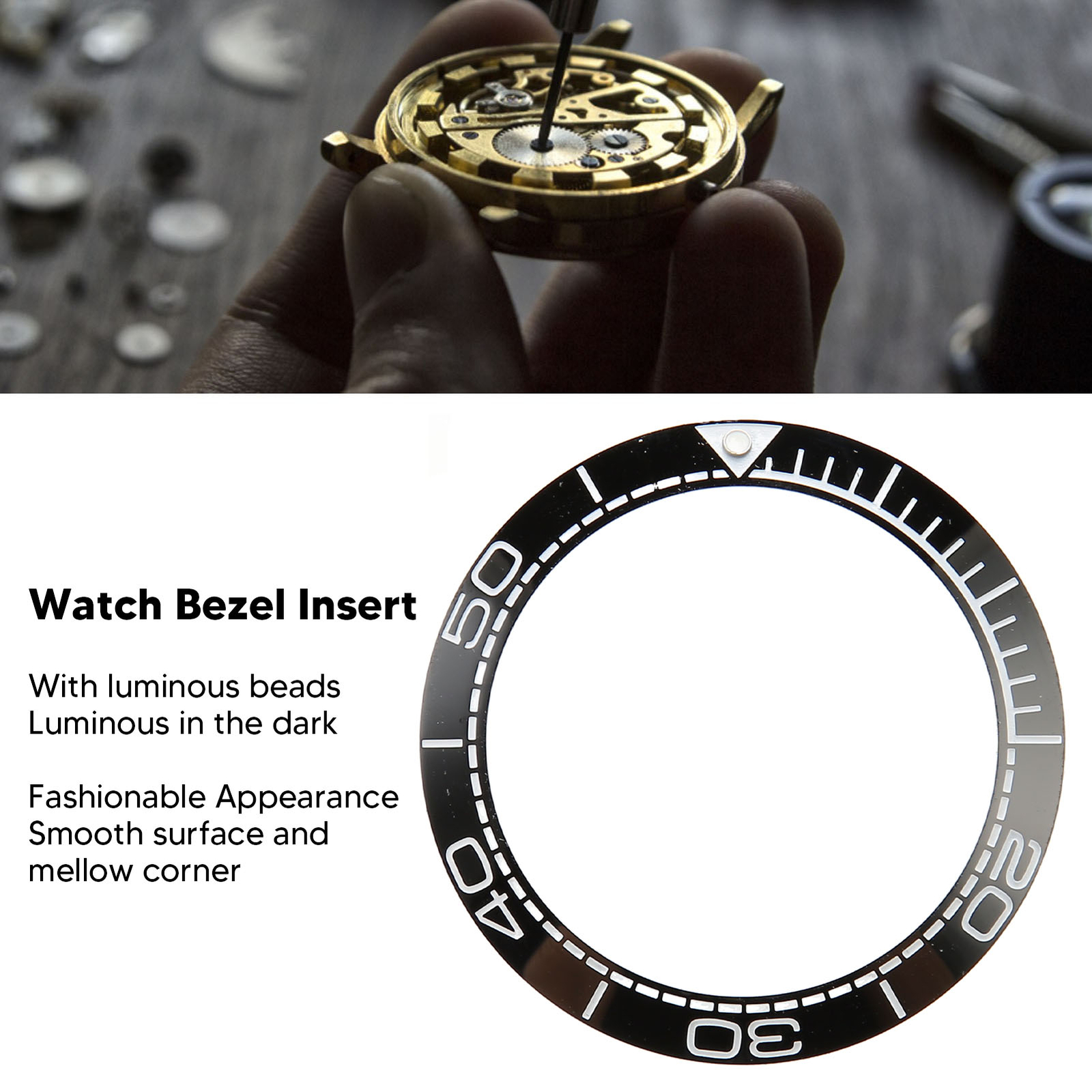 (Black & White)Watch Bezel Insert 41.5mm Ceramic Watch Bezel Ring ...