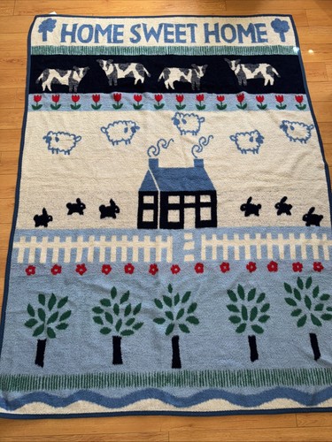 Vtg Vuteks Vukovar Crown Crafts Blanket 1986 Home Sweet Home 60"x80" | eBay