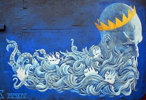 A0 painting CANVAS PRINT URBAN neptune atlantis sea god GRAFFITI STREET ...