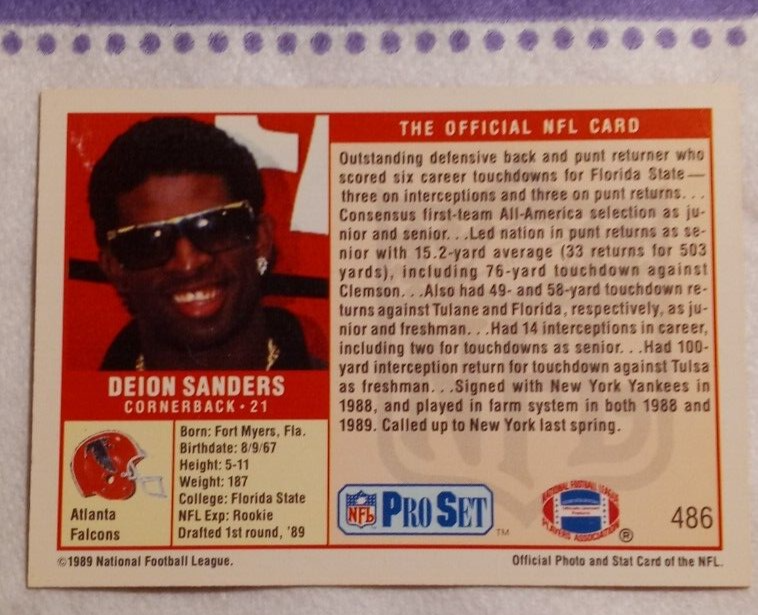 "Dion Sanders pro set card 36 Rookie Card! Mint Condition!!!!!" | eBay