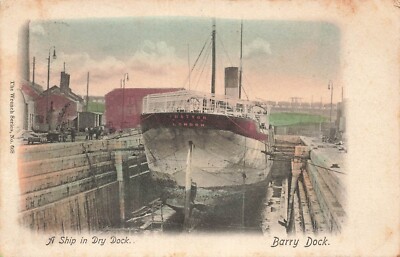 BARRY DOCK WALES~CHATTON SHIP IN DRY DOCK~1905 WRENCH SERIES PHOTO ...