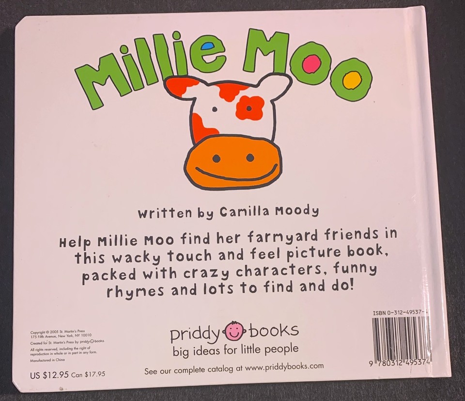 MILLIE MOO Hardcover Board Book, Search & Find, Touch & Feel, Priddy ...