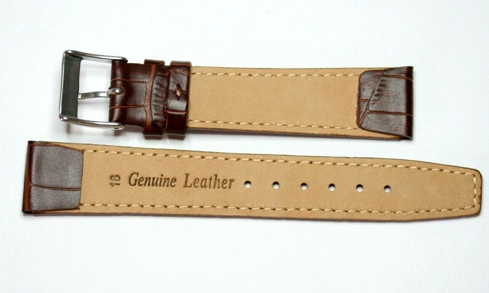 EASY FIT CLIP ON OPEN ENDED LEATHER WATCH STRAP BROWN 12MM to 20MM WITH ...