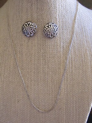 Sterling Silver Italy Chain And Sterling Silver Round Ornate Earrings+ ...