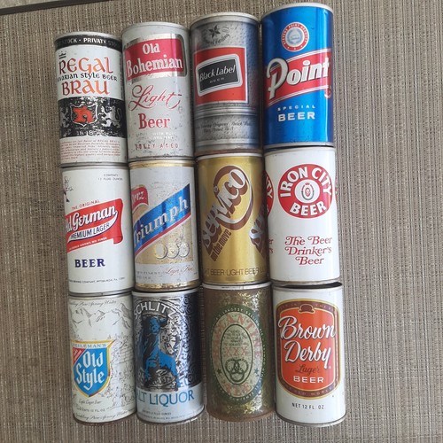 Lot of 12 Pull Tab Beer 10 Straight Steel 2 Crimped steel All Top ...