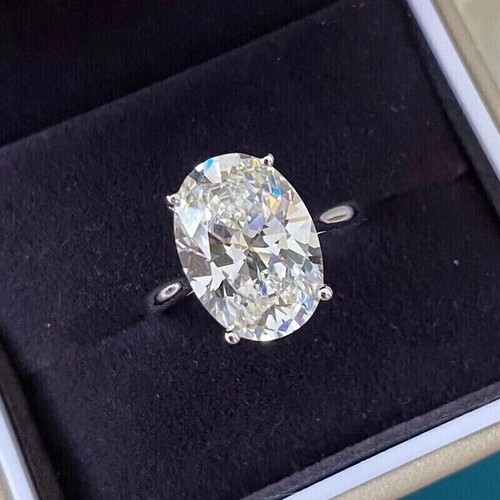 5.00Ct Oval Cut Moissanite GRA Certified Wedding Ring In 14K White Gold ...