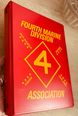 Vtg USMC Red FOURTH MARINE DIVISION ASSOCIATION 3 Ring Binder NOTE BOOK ...