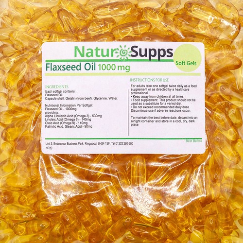 Flaxseed Oil Capsules 1000mg x 365 - Omega 3 6 9 Cold Pressed by ...