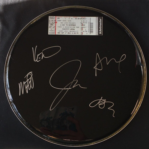 ADTR A DAY TO REMEMBER Band Signed Autograph 14" DRUMHEAD ALL 5 JEREMY ...
