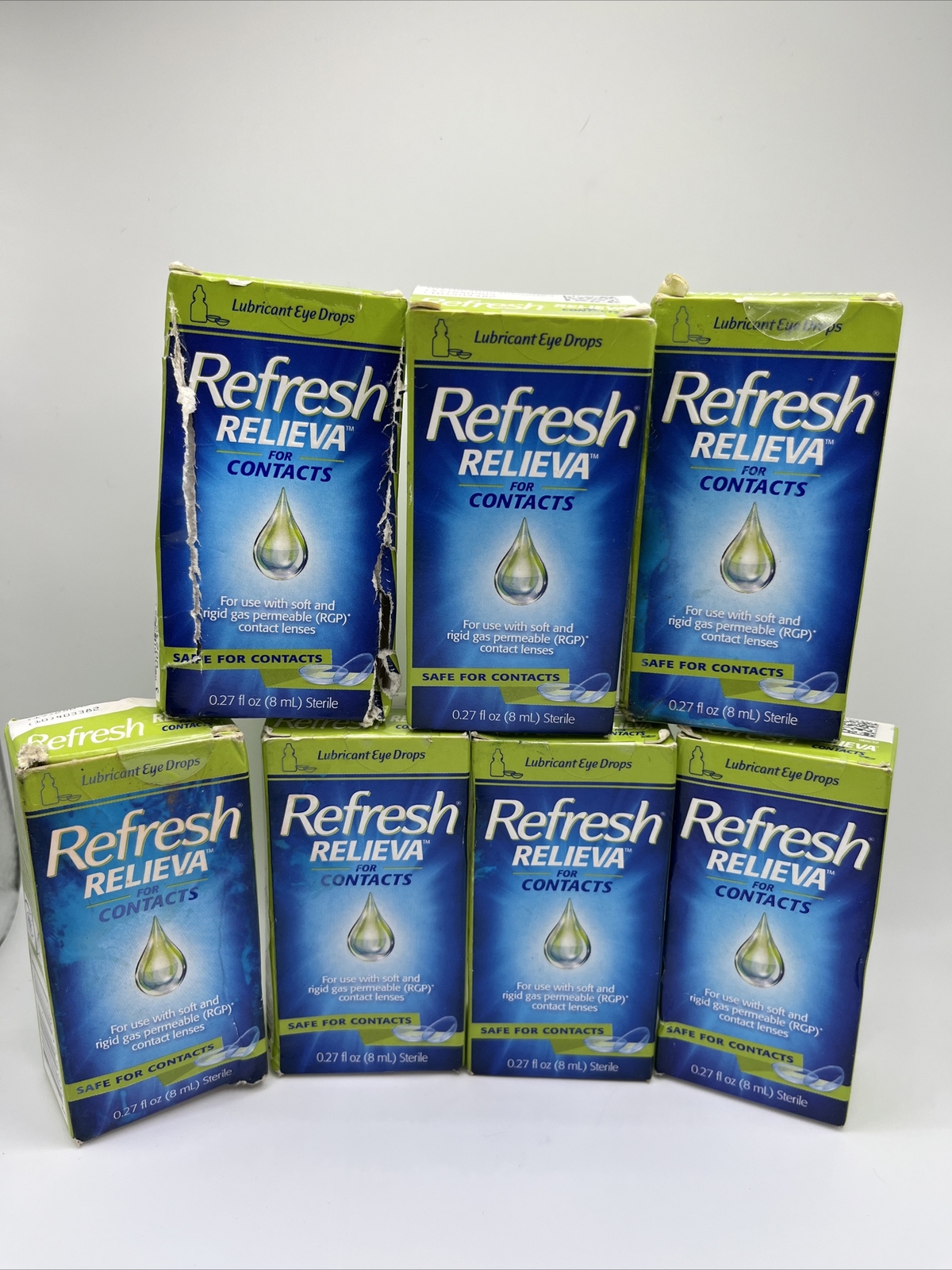 7 Boxes Refresh Relieva for Contacts Lubricant Eye Drops 0.27Oz. EXP ...