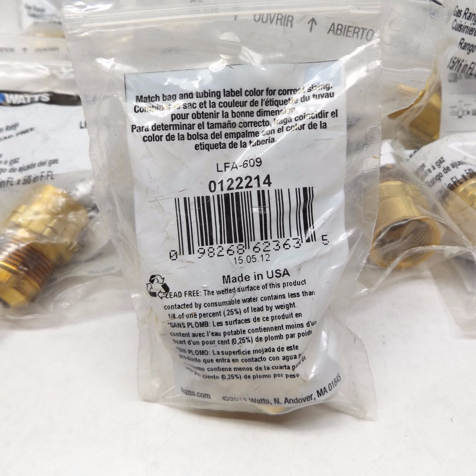 (19) WATTS LFA-609 LEAD GAS FITTING 15/16" FL /8" FEMALE FLARE US-MADE ...