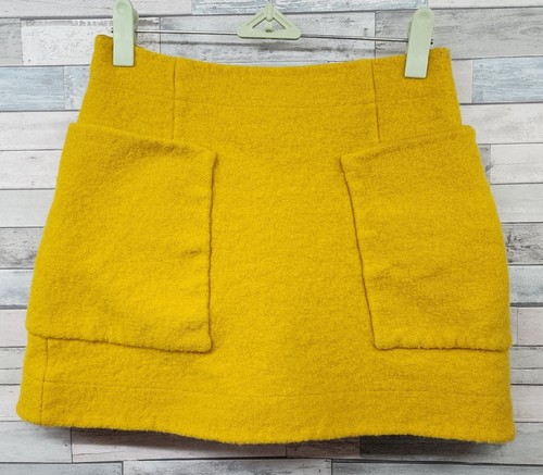 Cos Wool Skirt Size 4 Womens Yellow Mustard Pockets Zip Closure Mini ...