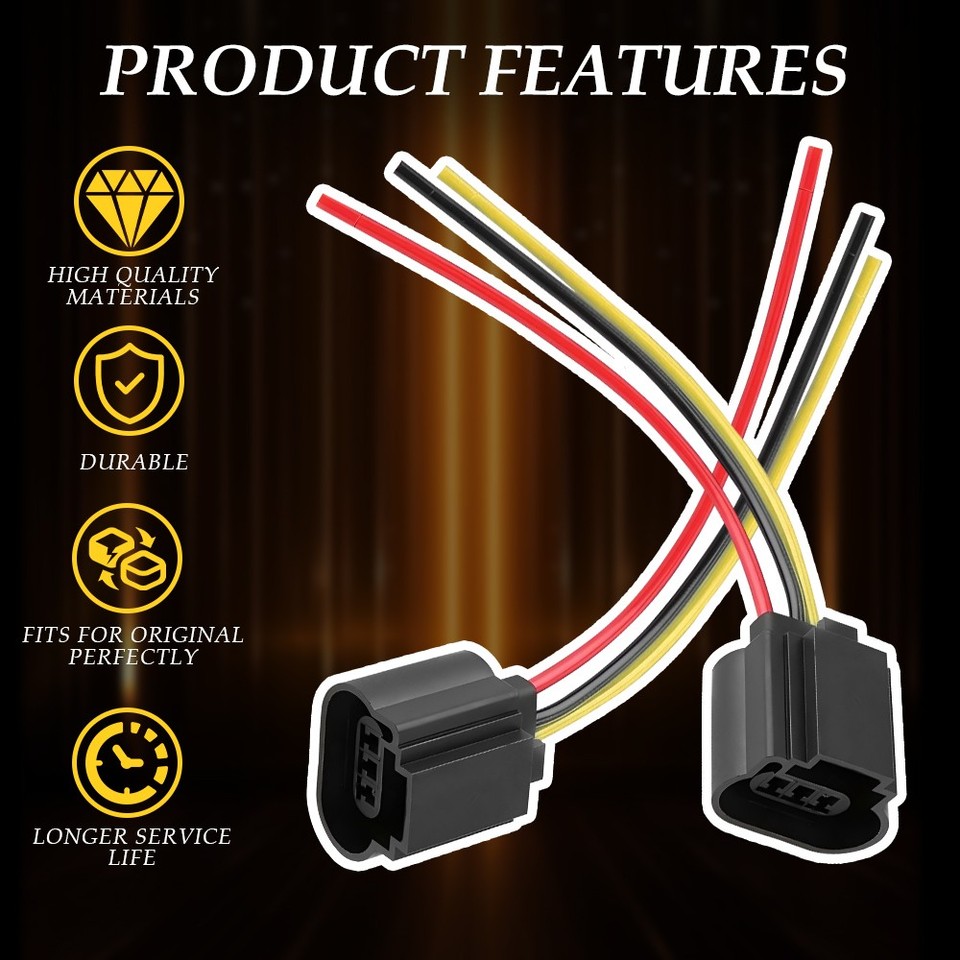 2pcs 9008 Pigtail Wire Female H13 Two Harness Headlight Bulb ...