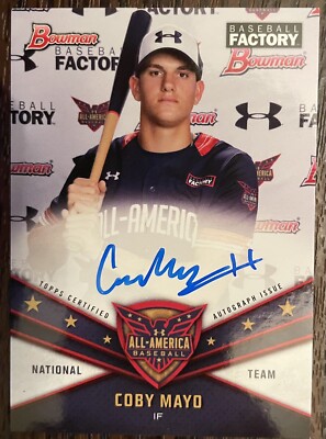 Coby Mayo 2019 Bowman Baseball Factory Under Armour Autograph Rookie RC ...